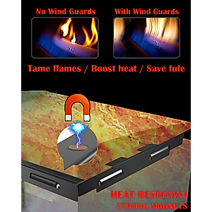 Upgraded Magnetic Wind Guards for Blackstone 28'' Griddle, Blackstone Griddle Accessories, Protect Flame, Hold Heat, Save Gas, Fit with Blackstone Grill Accessories, Black, Stainless Steel