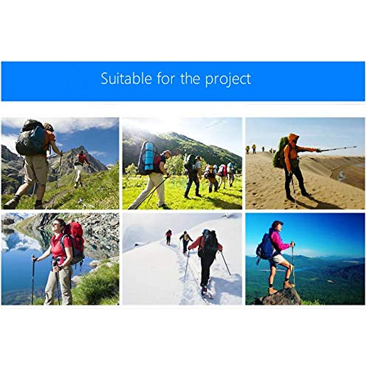 capus Aluminum Trekking Poles T-Handle Anti-Shock Telescopic Walking Cane Hiking Sticks with LED Light (Black)