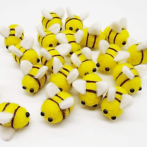 YOOHUA 20PCS Wool Felt Bee Craft Balls Bee Craft Supplies for Halloween Costume Baby Shower Gender Reveal Party Nursery Tent Decoration DIY Craft Car Seat Grasping Bead Toys