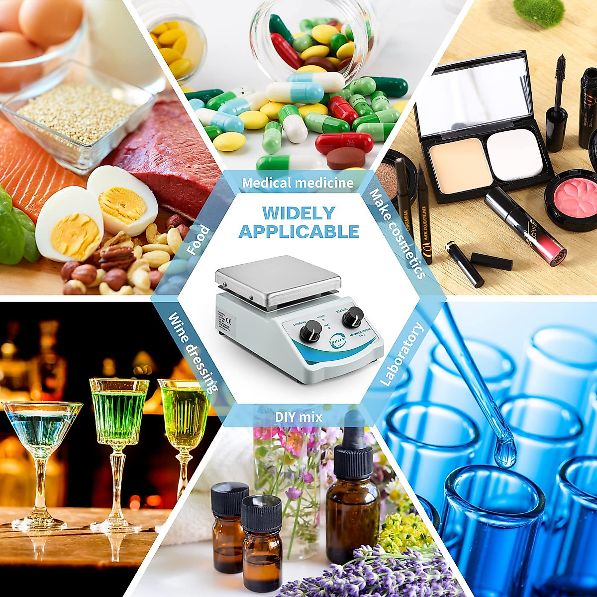 SH-2 Hot Plate Magnetic Stirrer Mixer Dual Control with 1 inch Stir Bar (New Style)