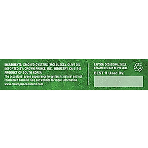 Crown Prince Natural Smoked Oysters in Pure Olive Oil, 3-Ounce Cans (Pack of 18)