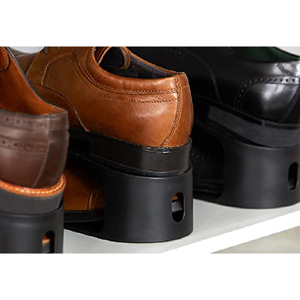 carrotez Shoe Slots Organizer 3 Pack - [Litem] Space Saving Shoe Organizer Rack for Closet - Easy Shoe Stacker, 9.84'' x 3.89'' x 4.26'' (Black, 3 Pack)