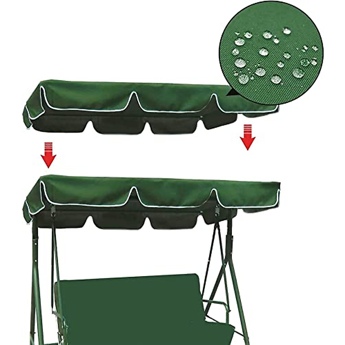 BTURYT Swing Canopy Replacement Cover,Swing Seat Cover,2/3 Seater Outdoor Swing Seat Cover Replacement Top Cover,(top Cover + Chair Cover)