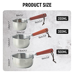 Stainless Steel Hot Oil Pot With Wooden Handle, 2024 Upgrade Stainless Steel Mini Soup Pot Mini Milk Warmer Soup Pan, Breakfast Pot Milk Pan Small Saucepan for Reheating Soup Milk (120ml)