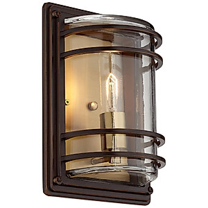 John Timberland Habitat Modern Outdoor Wall Light Fixtures Set of 2 Bronze 11" Clear Glass Shade for Exterior Barn Deck House Porch Yard Patio Outside Garage Front Door Garden Home Roof Lawn
