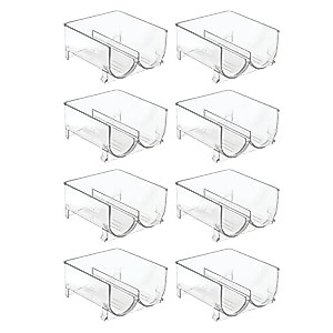 mDesign Plastic Stackable 2 Bottle Storage Holder Rack - Bottle Organizer for Home, Kitchen Countertop, Cabinet, and Pantry - Holds Water Bottles for Storage, Perfect for Tumbler Cup - 8 Pack - Clear