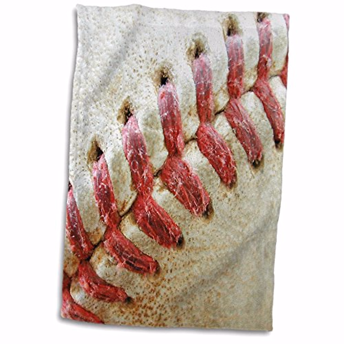 3D Rose Close-up Red Seams On Baseball TWL_47841_1 Towel, 15" x 22", White