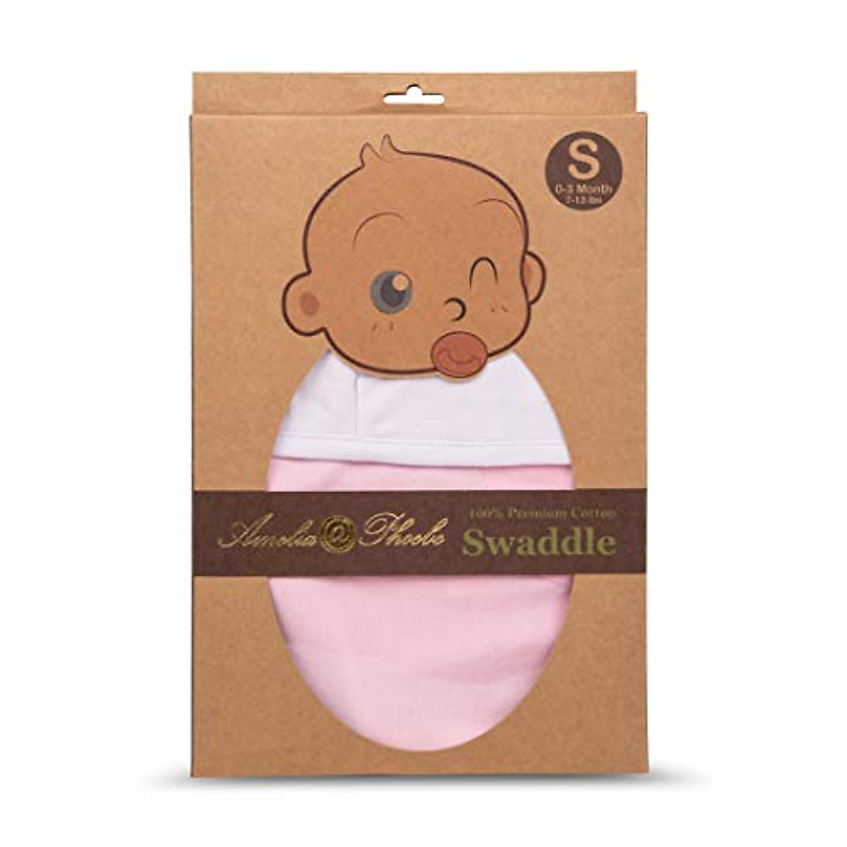 Baby Swaddle Blanket Adjustable Wrap 2 Pack, Ultra Soft Newborn Cotton Swaddles, 0-3 Months Boy and Girl (Pink/Purple)