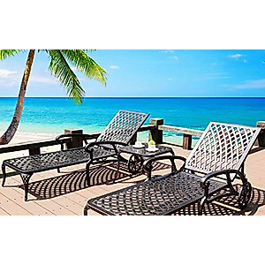 OMEFUN Patio End Table, Outdoor Side Table Cast Aluminum Metal Furniture - Bronze