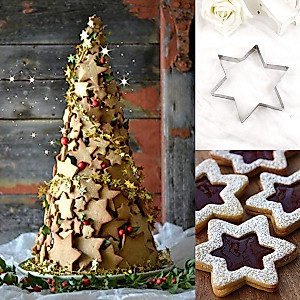 Mziart Star Cookie Cutter Set, 10 Piece Assorted Sizes Star Cookie Molds, Stainless Steel Metal Six-pointed Star Shapes Biscuit Molds Fondant Cake Cutter