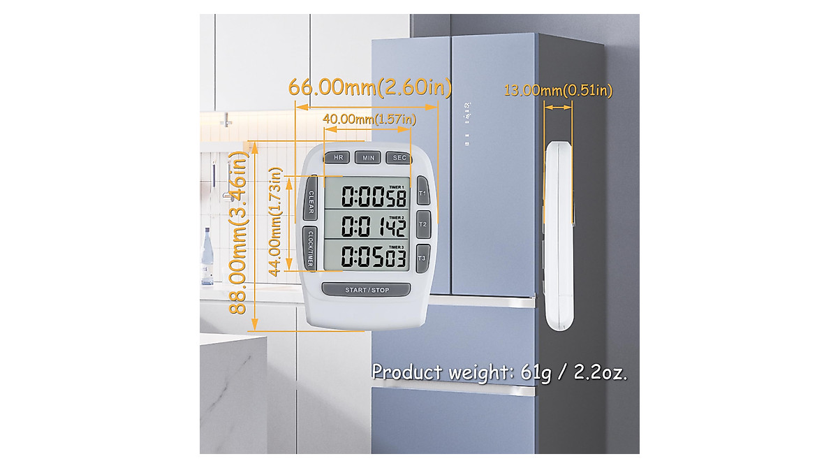 Jayron JR-KT001 Digital Timer with 3 Channels & Large LCD Display