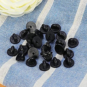 Rubber Pin Backs, 50PCS Lapel Pin Backs, Pin Safety Backs for Brooch Tie Hat Badge Insignia, Black