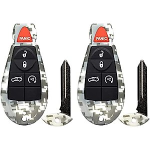 2x Remote Start & Truck x Camouflage New Keyless Entry 5 Buttons Remote Start Car Key Fob M3N5WY783X, IYZ-C01C For Compatible with 300 Challenger Charger Durango Grand Cherokee