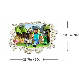 Minecraft Wall Decor, Kids Room Wall Decor, Wall Art Room Boys Bedroom Poster Mural Wallpaper Wall Stickers Gift