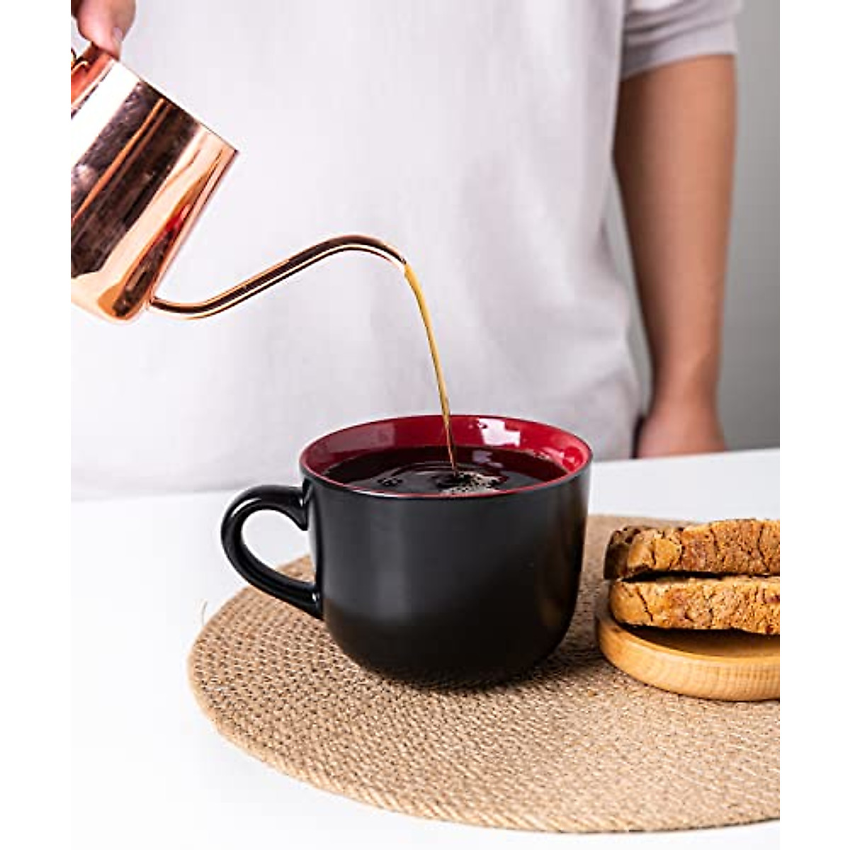 AmorArc 24 oz Soup Mugs with Handles, Jumbo Ceramic Bowls Mugs Set with handles for Coffee Cereal Cappuccino Snacks, Microwave&Dishwasher safe Soup Cups for Meal-Multicolor