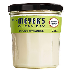 MRS. MEYER'S CLEAN DAY Soy Aromatherapy Candle, 35 Hour Burn Time, Made with Soy Wax and Essential Oils, Lemon Verbena, 7.2 oz