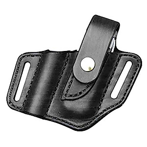Timpfee Knife Belt Sheath,Leather Sheath, Knife Leatherman Holster with Pen Holder, Key Fob Organizer Sheath for Belt and Flashlight Sheath Multitool Pouch Tactical Pens Tools Black