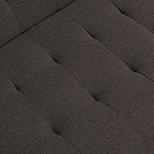 Penifun Convertible Folding Futon Sofa Bed Sleeper Couch for Living Room Linen Fabric Upholstered Loveseat, Solid Wood Frame/Stainless Leg, Espresso