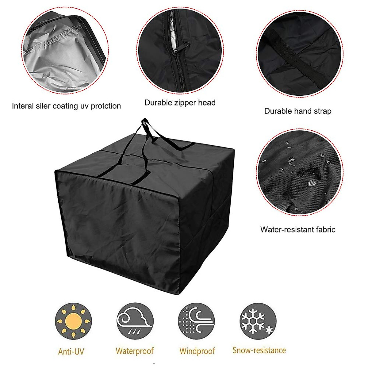 Zulux Outdoor Cushion Storage Bag - Durable 210D Patio Cushion Bag, Zippered Garden Cushion Storage Bag with Handles and Capacity 32" x 32" x 24"
