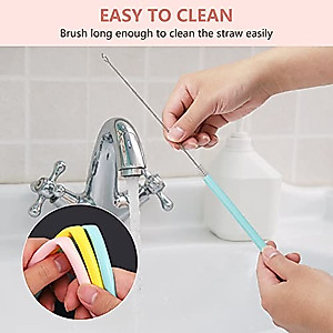 6Pcs Replacement Straws for 40oz Stanley Travel Tumbler, Long Replacement Straws with Cleaning Brush, 11.8 Inch Reusable Silicone Straws Compatible with Stanley 40oz Cup