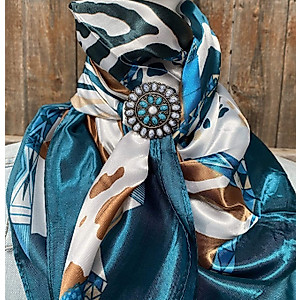 Rodeo Drive Western Scarf Slide Concho Multiple Colors 1.5" (Blue & White Turquoise)