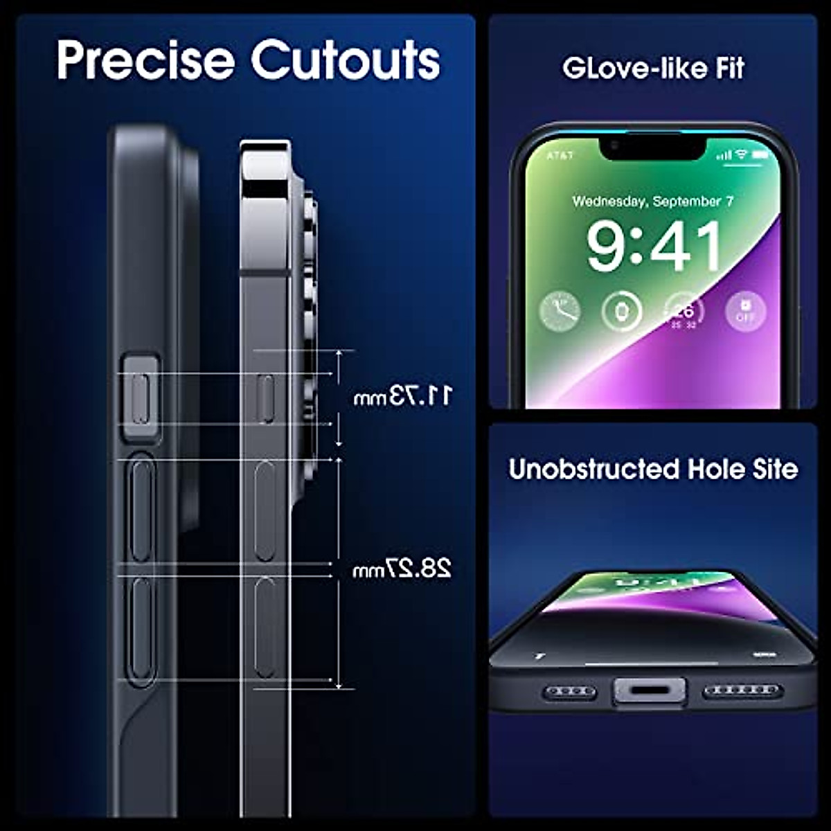 CASEKOO Kooshock for iPhone 14 Case & iPhone 13 Case, [10 FT Military Drop Protection] [Built-in Airbags], Slim Translucent Protective Cover 6.1 inch 2022, Space Black