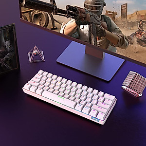 NACODEX STK61 2.4Ghz Wireless/Bluetooth/Wired 60% Mechanical Keyboard | 1000mAh Ultra Compact Rainbow Backlit Gaming Keyboard Wired Programmable for Win/Mac/PC Gamer
