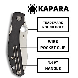 Spyderco Kapara Specialty Folding Pocket Knife with 3.58" CPM S30V Premium Stainless Steel Blade and Black Carbon Fiber Handle - PlainEdge - Everyday Carry - C241CFP