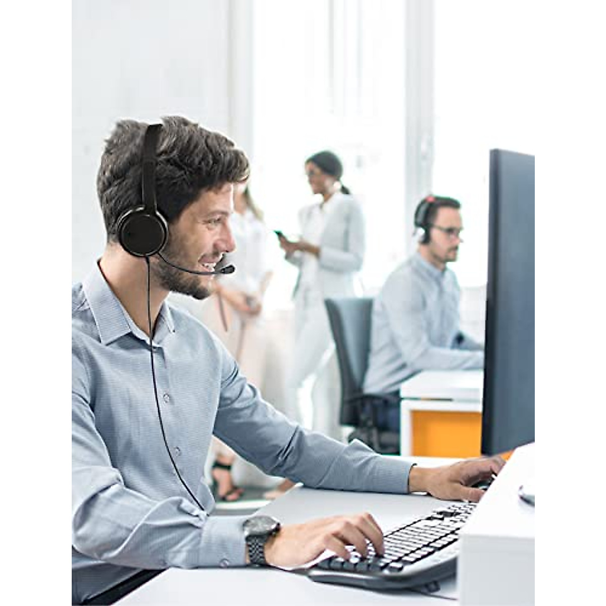 XAPROO USB Headset with Microphone for PC, Computer Headset with Microphone, Comfort-Fit On Ear Business Headset, 3.5 mm Wired Headphones for MS Teams Skype Zoom VoIP Conference Online Class