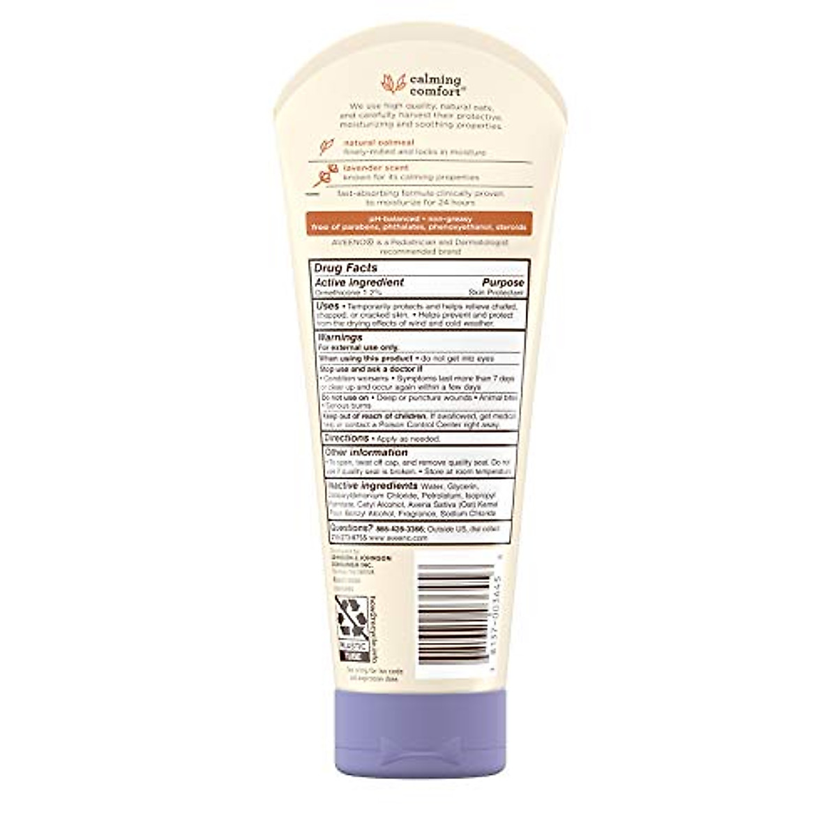 Aveeno Baby Calming Comfort Moisturizing Lotion with Relaxing Lavender & Vanilla Scents, Non-Greasy Body Lotion with Natural Oatmeal & Dimethicone, Paraben- & Phthalate-Free, 8 fl. oz