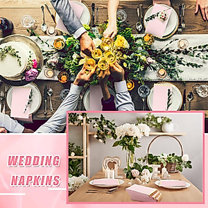 Sumind 100 Pcs Baby Pink Cocktail Napkins with Gold Foil Scalloped Edges 2 Ply Paper Dinner Napkins Disposable Party Napkins for Guest Wedding Reception Baby Shower Birthday Supplies, 13 x 16 Inch