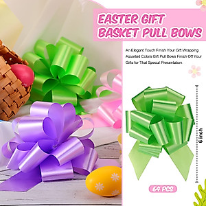 64 Pcs Easter Gift Pull Bows, Large 6 Inch Gift Wrapping Bows for Gift Easter Basket, Gift Bag, Box Wrapping Decor, Florist Packaging, Easter, Christmas