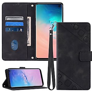 Moment Dextrad for Galaxy S10 Case Wallet,[Card Holder Slots][Wrist Strap][Stand Function] TPU Interior Protective PU Leather Flip Cases Cover for Samsung S10 6.1 Inch (Black)