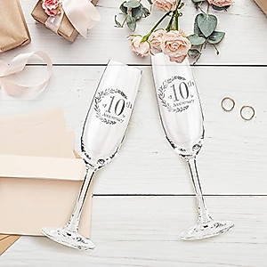 Tom Boy 10th Anniversary Champagne Flutes, Wedding Gifts Anniversary for Couple, 10th Wedding Anniversary Champagne Flutes Glasses Set of 2, Couple gifts, 10th Anniversary for Couple Gift