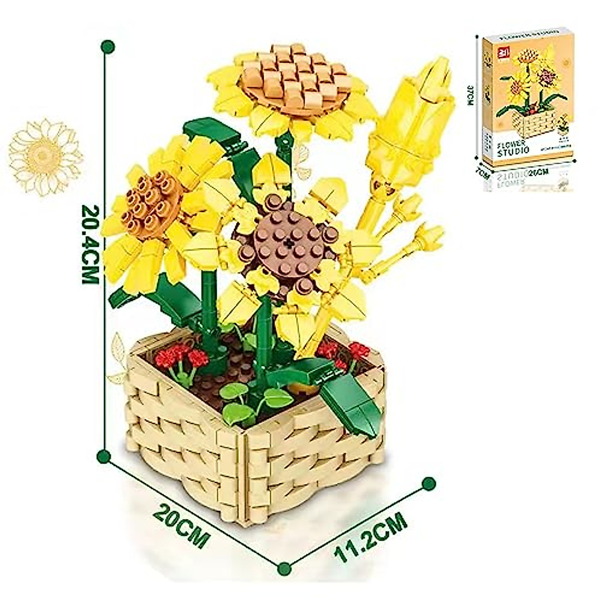 Flower Bouquet Building Sets, Artificial Flowers with Vase, 550 PCS Botanical Collection Building Block Toys, Flower Botanical Bonsai Collection Home Decoration, Birthday Christmas Valentine Gift