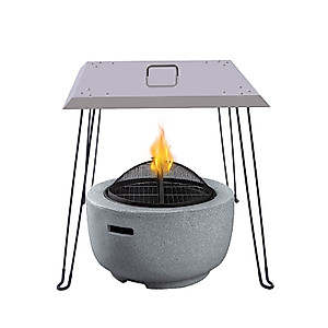 Fire Pit Heat Deflector, 30''x30''x13'' Outdoor Stainless Steel Fire Pit Cover Square Fire Pit Burner Cover to Push Heat Down and Out with 4 Foldable Legs & Carrying Handle