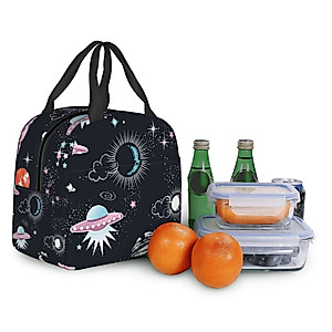 QIUWIOV Space Galaxy Constellation Lunch Bag Insulated Reusable Lunch Box Thermal Tote Bag Container Cooler Bag for Women Men Travel/Picnic/Work/Beach, One Size