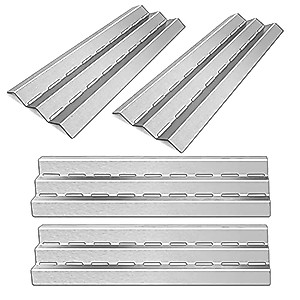 Heat Plate Tent Shield Replacement for Huntington, Broil-Mate, Sterling, Master Forge, Perfect Flame, GrillPro, Lowes Gas Grill Models, Stainless Steel Burner Cover Flame Tamer, 4-Pack, 17 9/16"