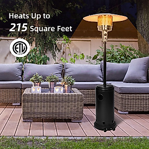 Vilobos Outdoor Patio Heater Propane Standing Gas LP Heater with Wheels 87 Inches Tall for Commercial & Residential Courtyard Outside(Black)