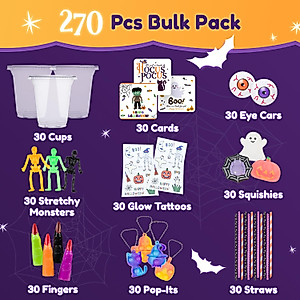 Funeta Halloween Party Favors Bulk - 30 Pack Halloween Toys, Halloween Goodie Bag Fillers, Halloween Gifts for Kids, Halloween Treats Non Candy, Halloween Classroom Favors, Teal Pumpkin Project