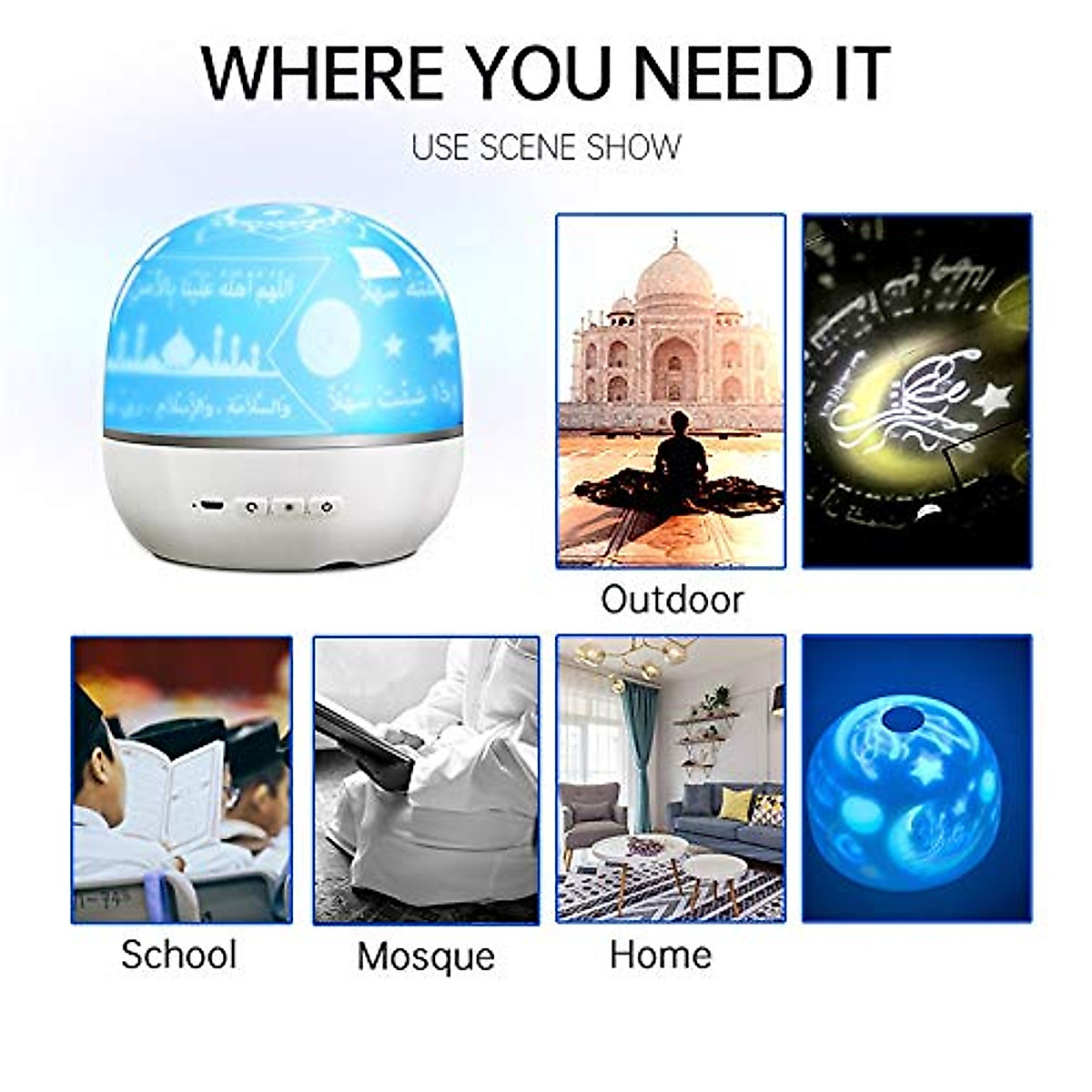 Swthlge Quran Speaker with Colorful Changeable Light APP Control, Bluetooth Quran Lamp with Quran Recitation Translation Loudspeaker Hajj Gift