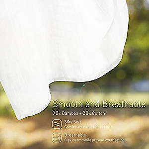 Knirose Newborn Baby Swaddle Blanket Unisex Swaddle Wrap Soft Silky Bamboo Muslin Swaddle Blankets Neutral Receiving Blanket for Newborn Boys and Girls Large 47 x 47 inches(120x120cm) (White)