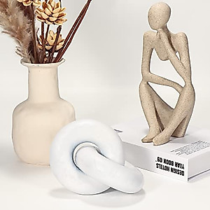 OFIDELITY Wood Knot Decor, 2-Link Wood Chain Link Decor, Farmhouse Rustic Home Decor, Hand Carved Boho Wood Modern Home Decorations for Living Room, Farmhouse Coffee Table Shelf Decor