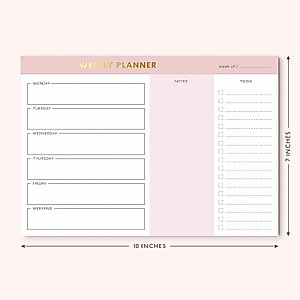 Sweetzer & Orange Weekly To Do List Pad. Pink Gold Weekly Planner Notepad with Daily Planner Agenda Squares. 7x10” Day Planner 2024 2025 - Student Planner, Work Planner and Checklist Note Pad.