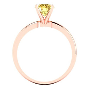 Clara Pucci 1.0 ct Round Cut Solitaire Natural Yellow Citrine gemstone Bridal Designer Anniversary Engagement Ring in Real 14k Rose Gold