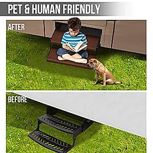 Afurkuot RV Step Covers 2 Pack, RV Step Rugs Stair Carpets Camper Step Cover 22” Wide Wrap Around Cover for RV Stair Camper Trailer Motorhome, Pack of 2 Camper Stairs Carpet, RV Accessories