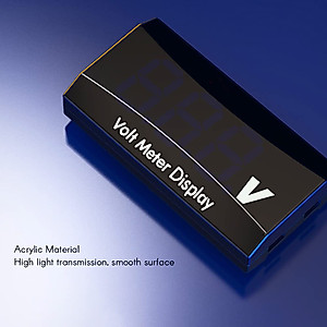 BUZHI Motorcycle Voltmeter,Motorcycle DC 10-150V Digital Voltmeter LED Display Waterproof Voltage Tester Battery Moniter Gauge with Bracket