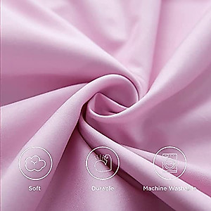 MEISHANG Twin Size Sheet Set Cooling Breathable Bed Sheets Set, Ultra Silky Soft Microfiber Sheet with 16 Inch Deep Pocket, Machine Washable, 4 Pieces (Twin, Pink)
