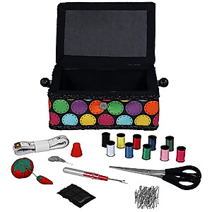 SINGER Polka Dot Small Sewing Basket with Sewing Kit Accessories