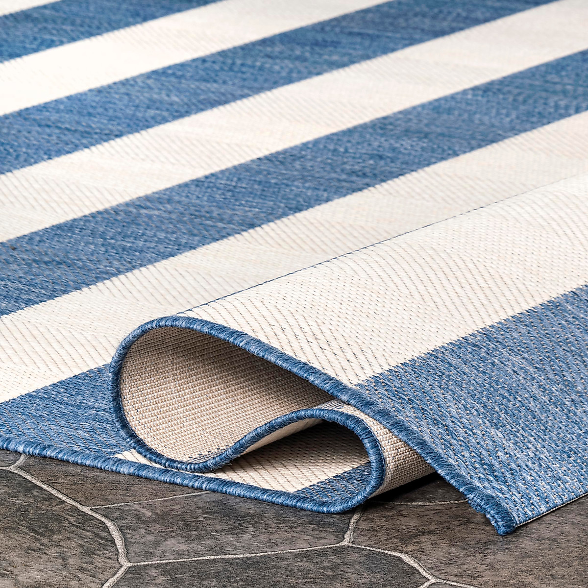 nuLOOM Alexis Striped Indoor/Outdoor Runner Rug, 2' x 8', Blue